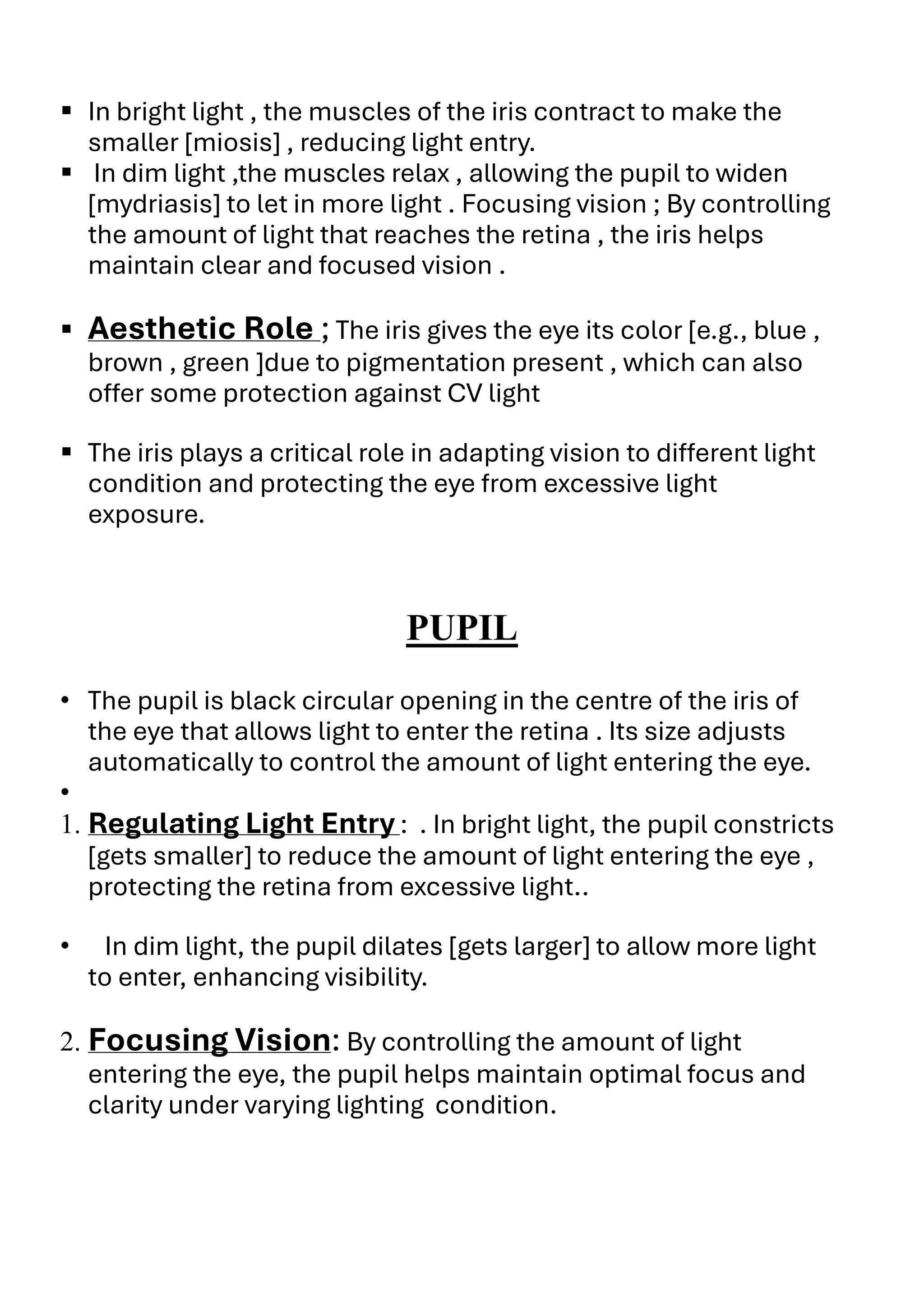 EYE its structure ,parts ,functions pdf. | PDF