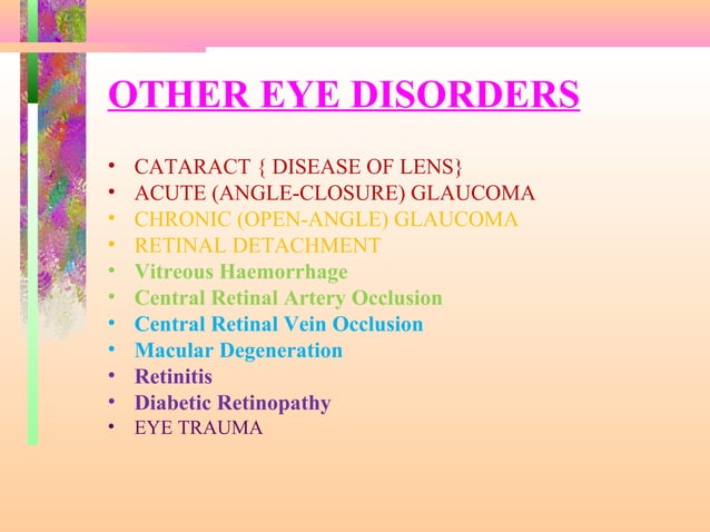 Eye diseases & disorders | PPT | Eye and Vision Conditions | Diseases ...