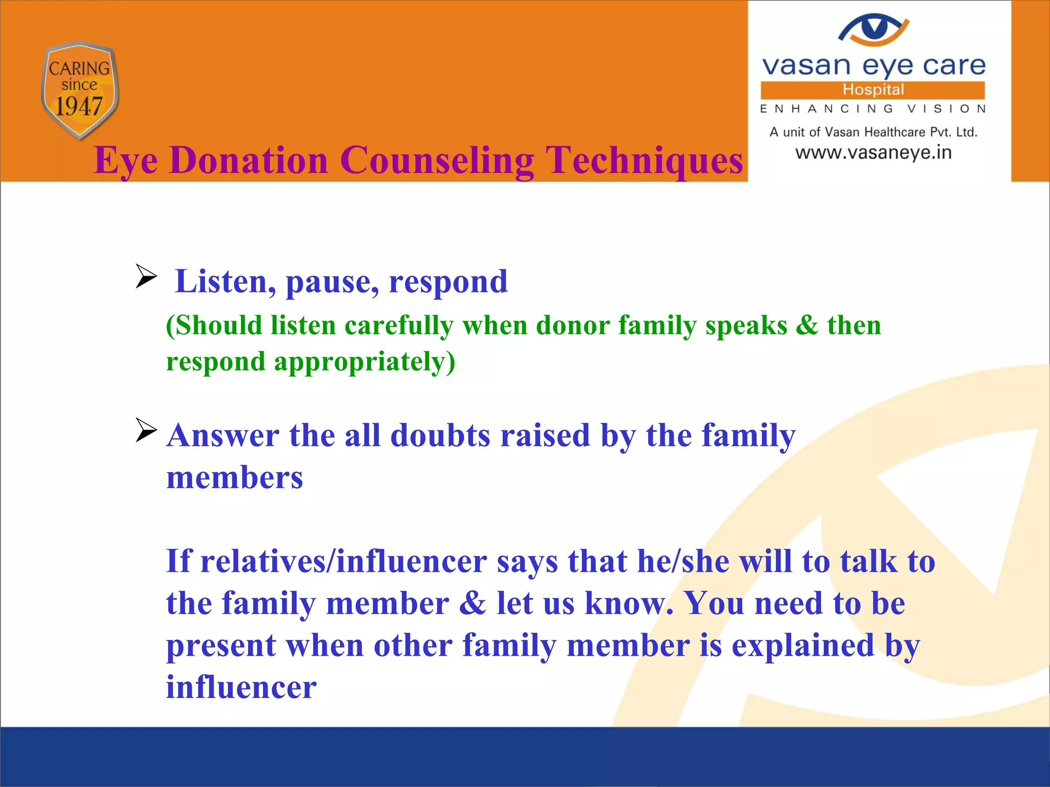 Eye Donation Counseling Techniques | PPT