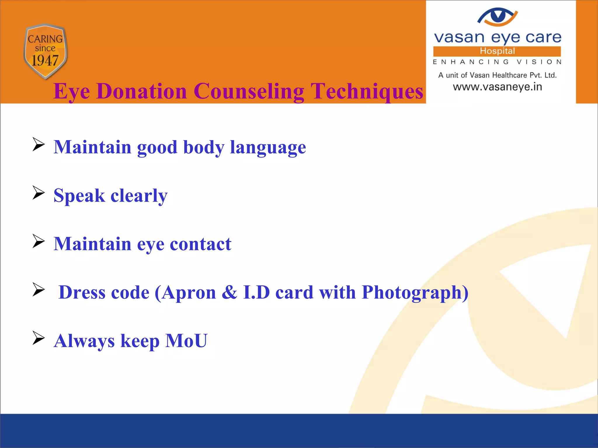 Eye Donation Counseling Techniques | PPT