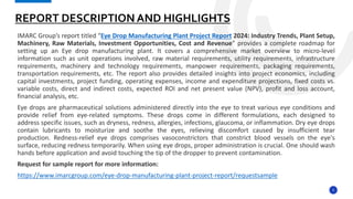 Detailed Project Report on Setting up a Eye Drop Manufacturing Plant | PPTX