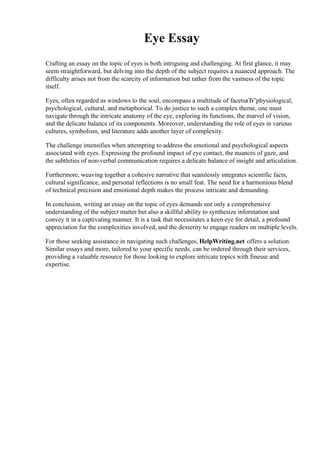 Eye Essay. The University of West Los Angeles | PDF