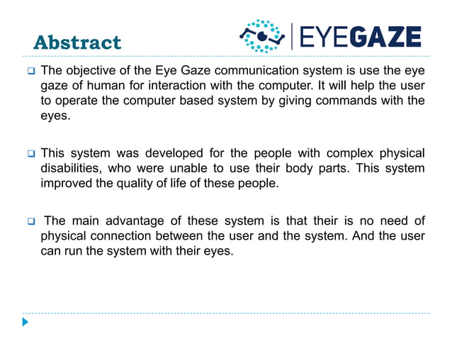 Eye Gaze Communication system | PPTX | Operating Systems | Computer ...