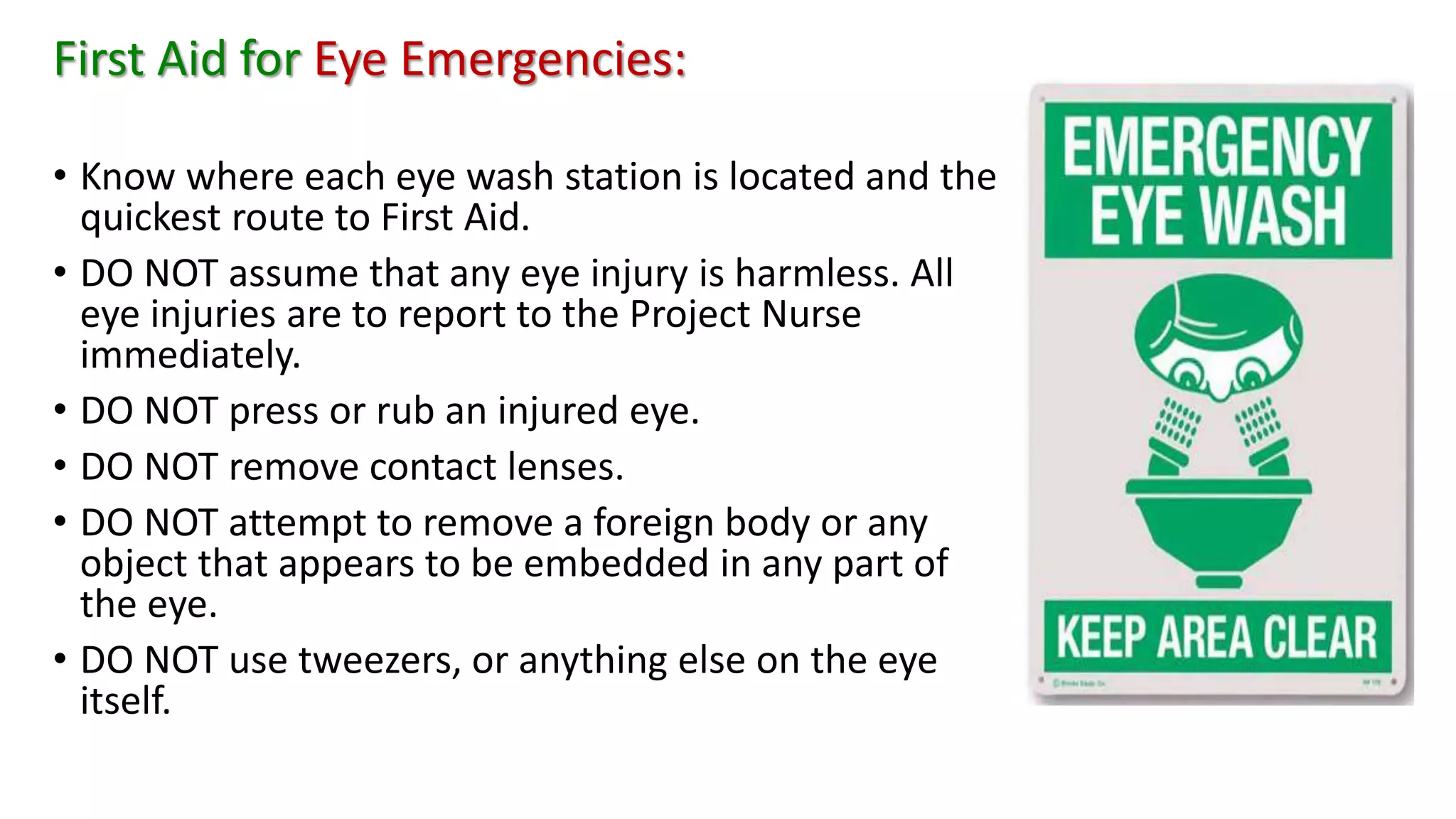 Eye injuries and first aid response | PPTX