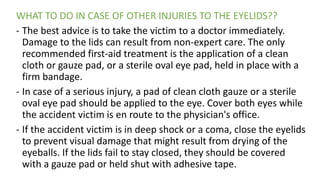 Eye injuries and first aid response | PPTX
