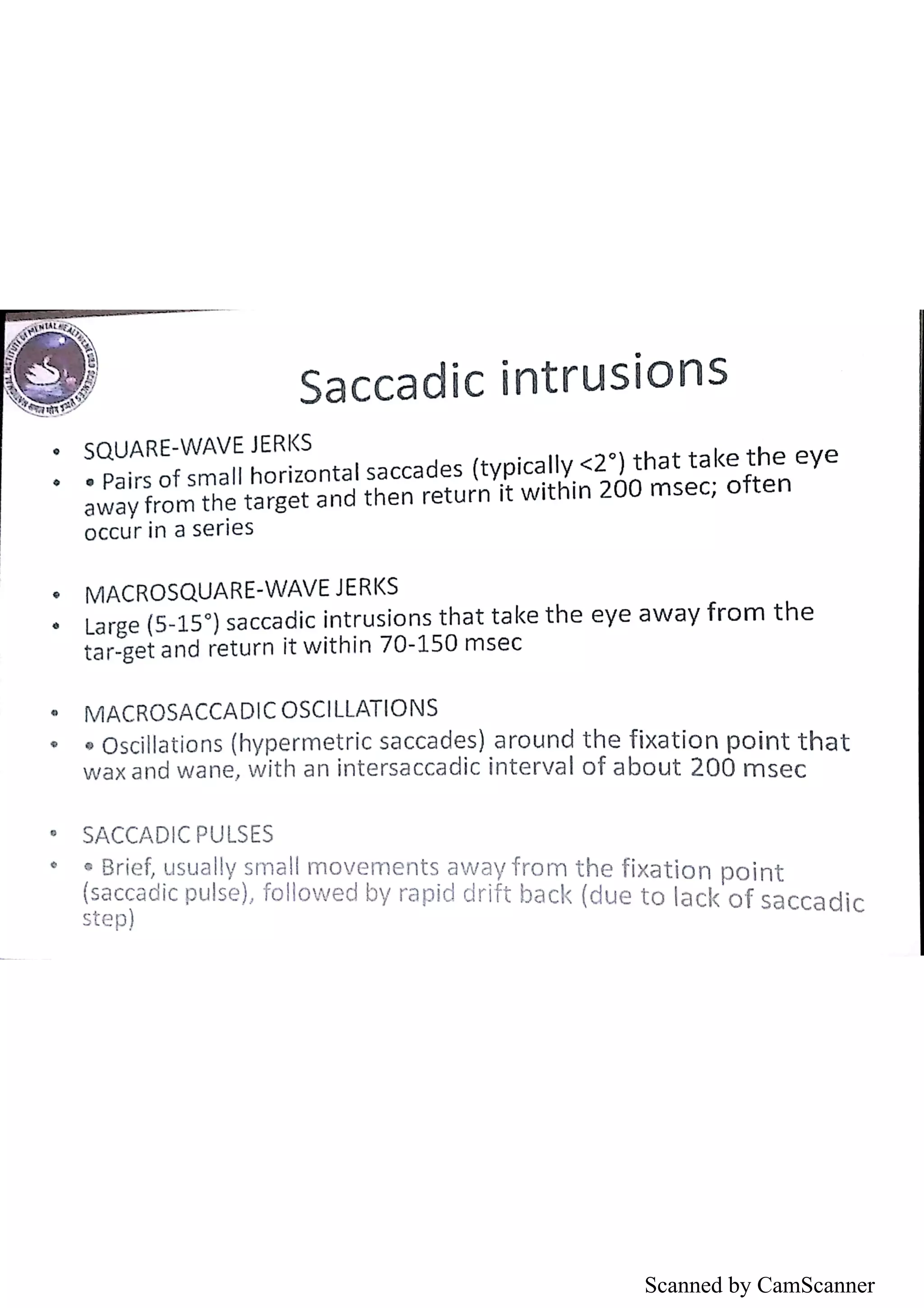 Eye movements in neurological examination : Nystagmus | PDF