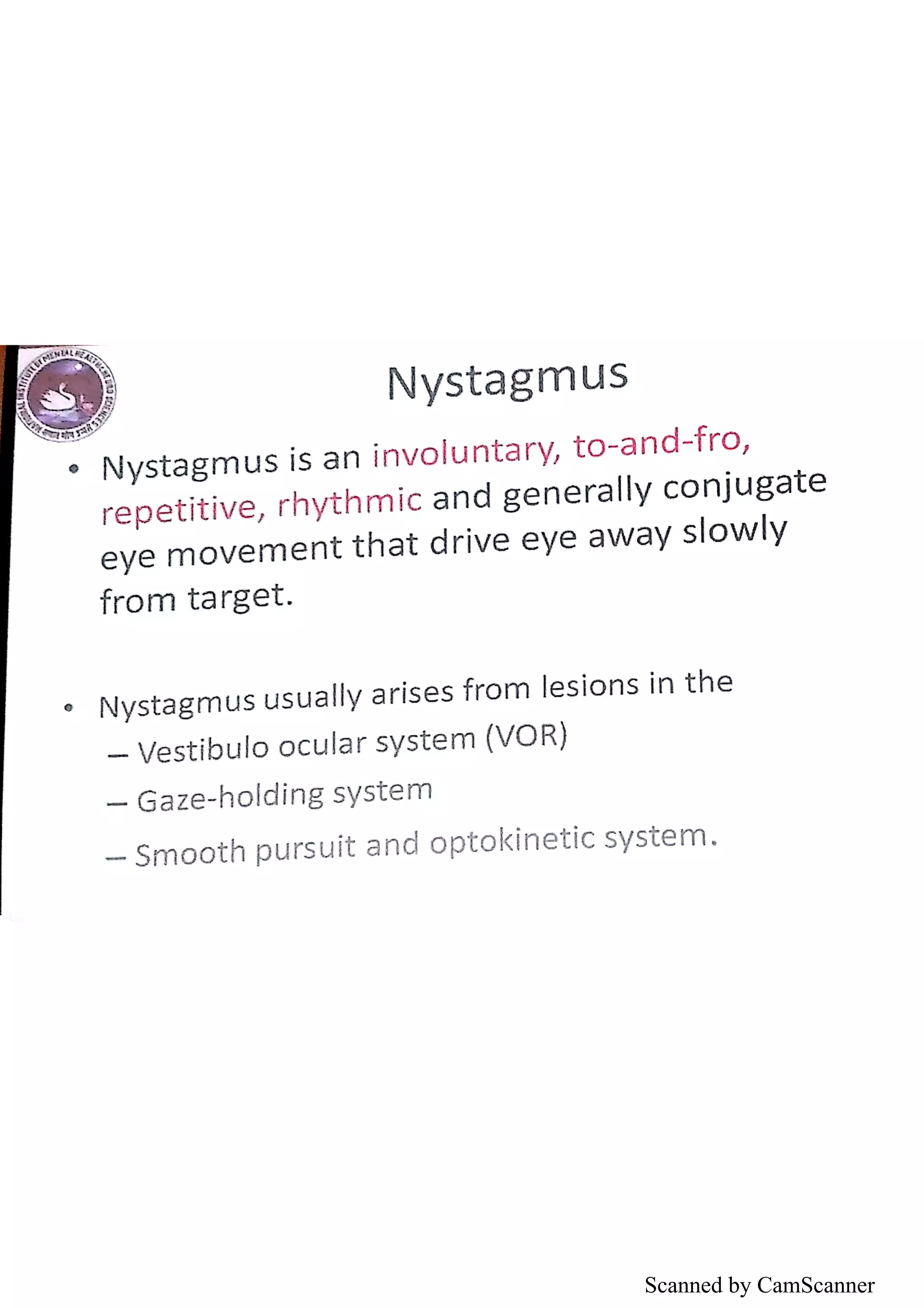 Eye movements in neurological examination : Nystagmus | PDF
