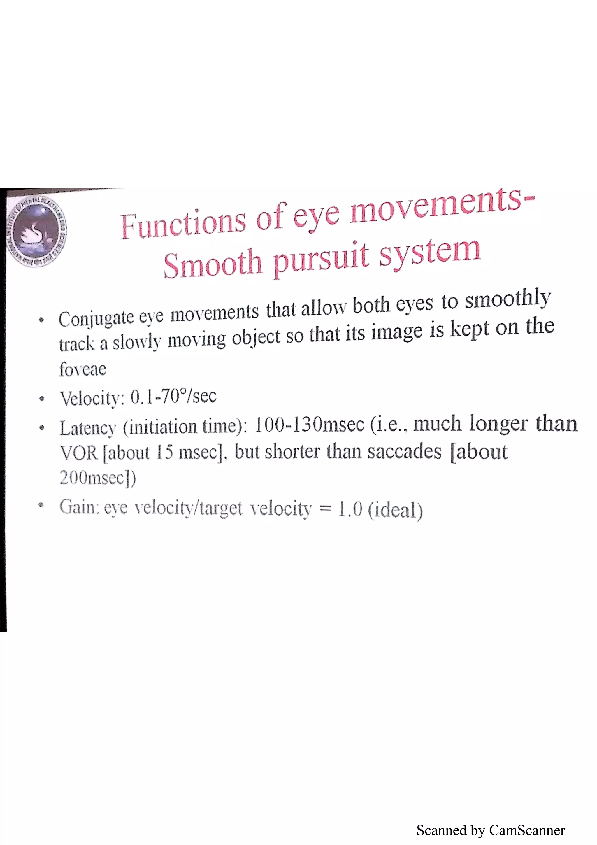 Eye movements in neurological examination : Nystagmus | PDF