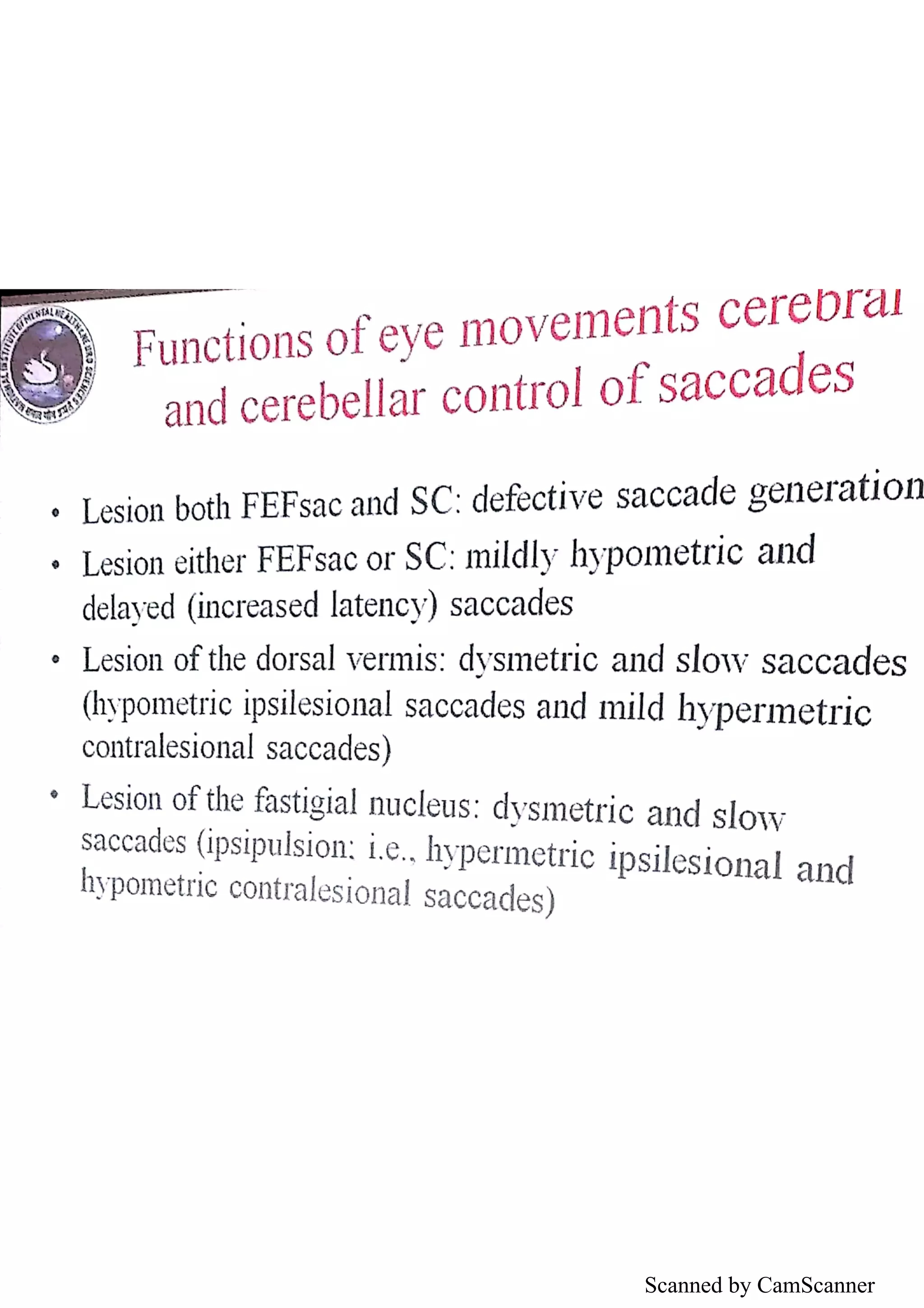 Eye movements in neurological examination : Nystagmus | PDF