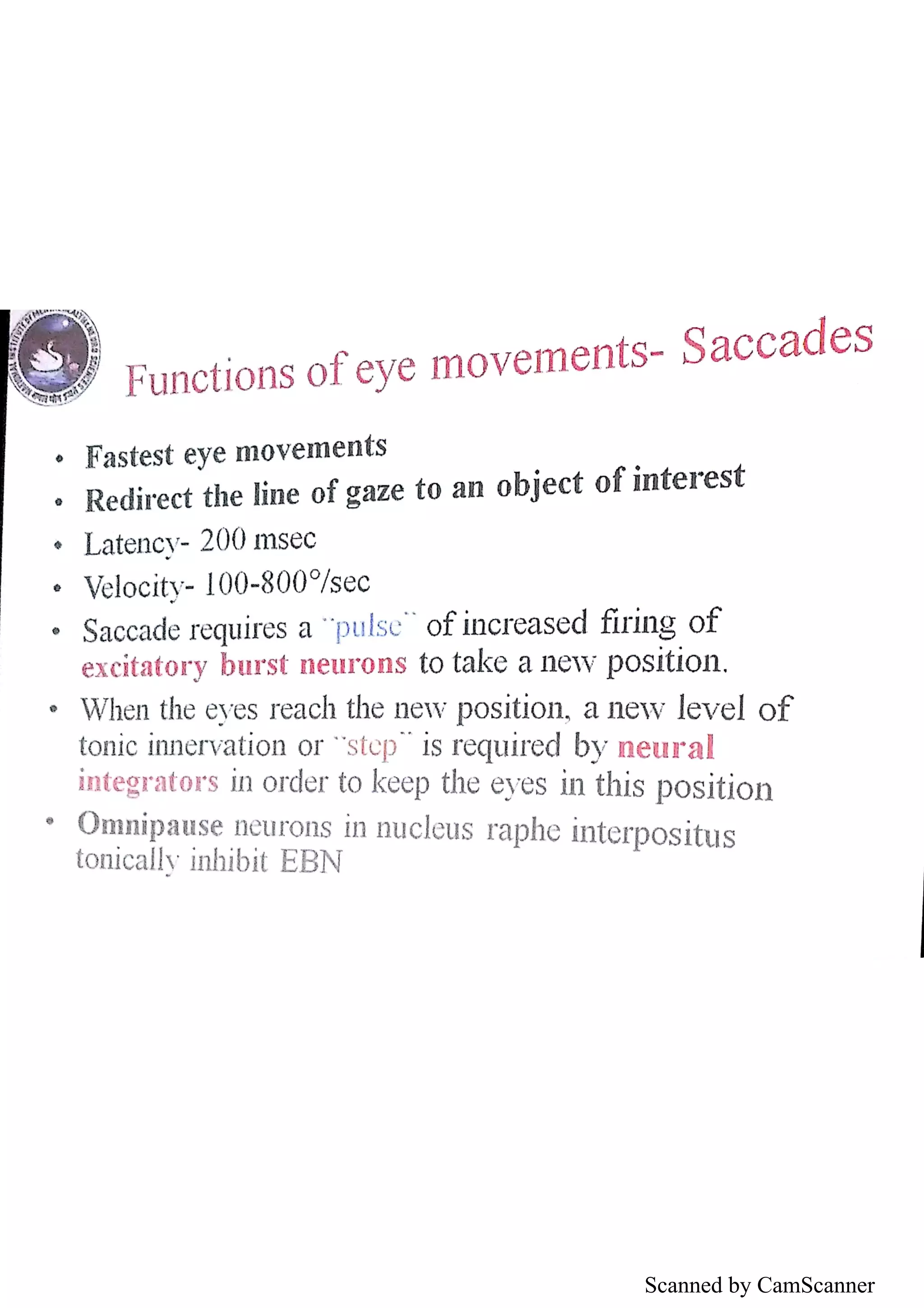 Eye movements in neurological examination : Nystagmus | PDF