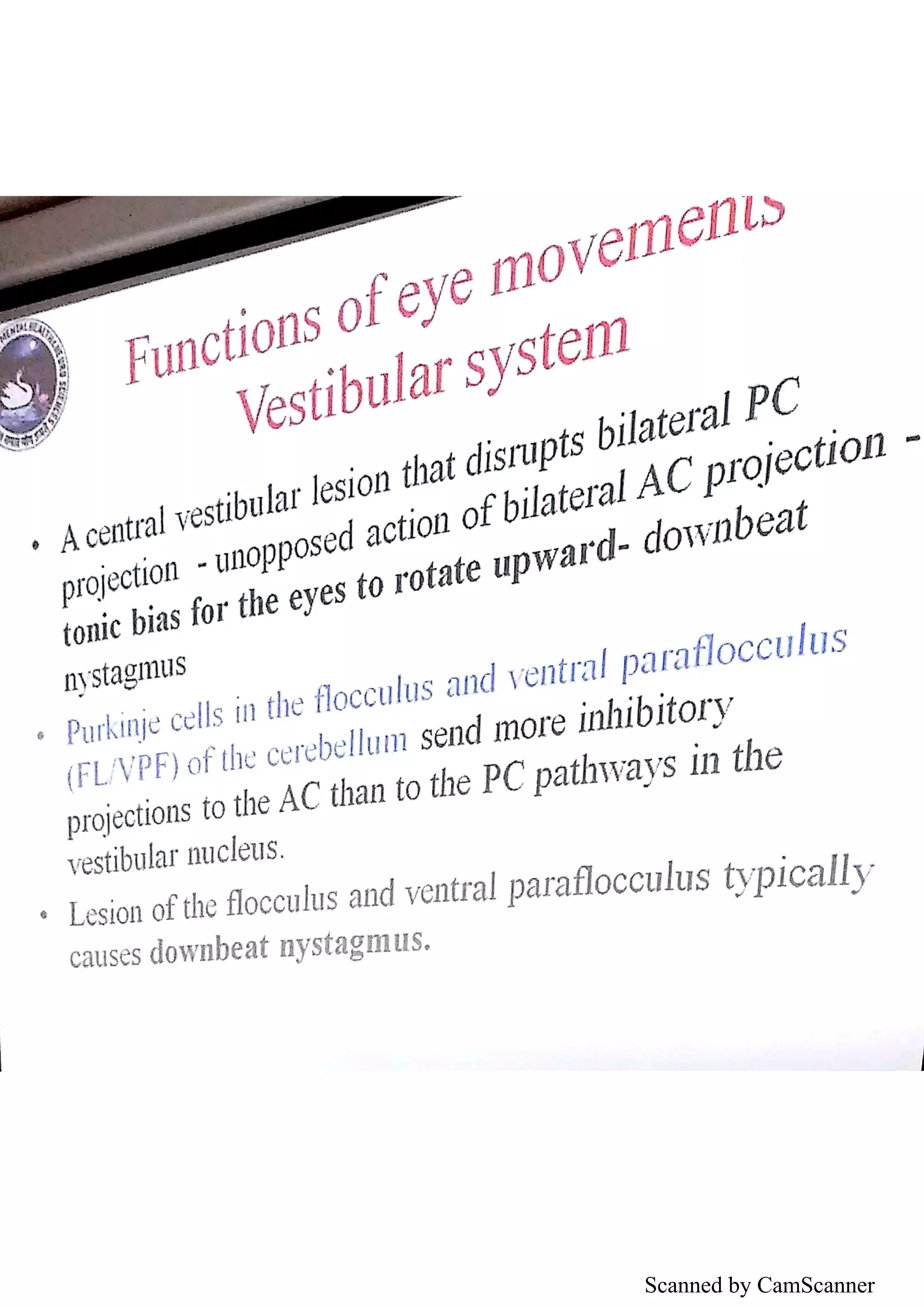 Eye movements in neurological examination : Nystagmus | PDF