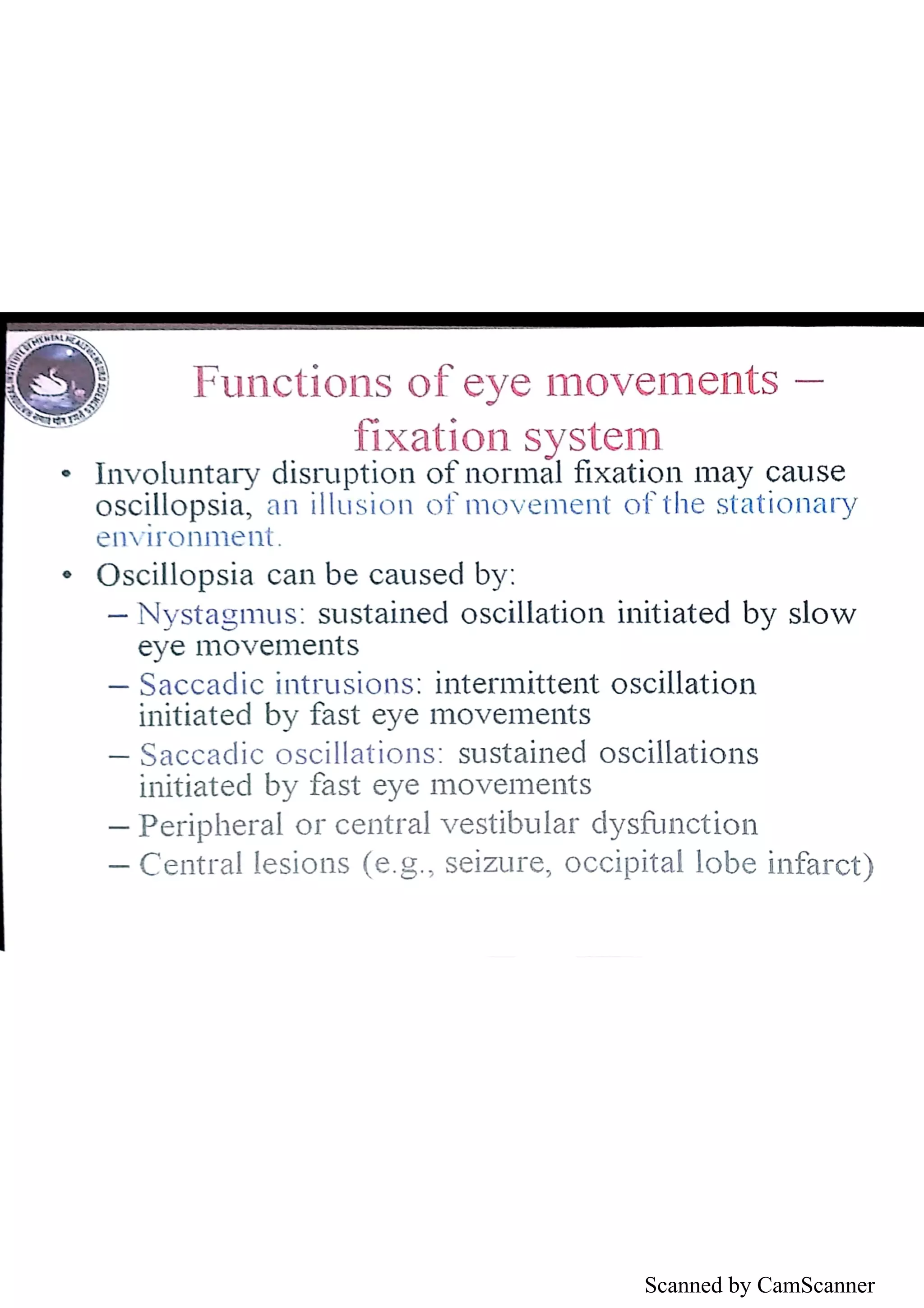 Eye movements in neurological examination : Nystagmus | PDF