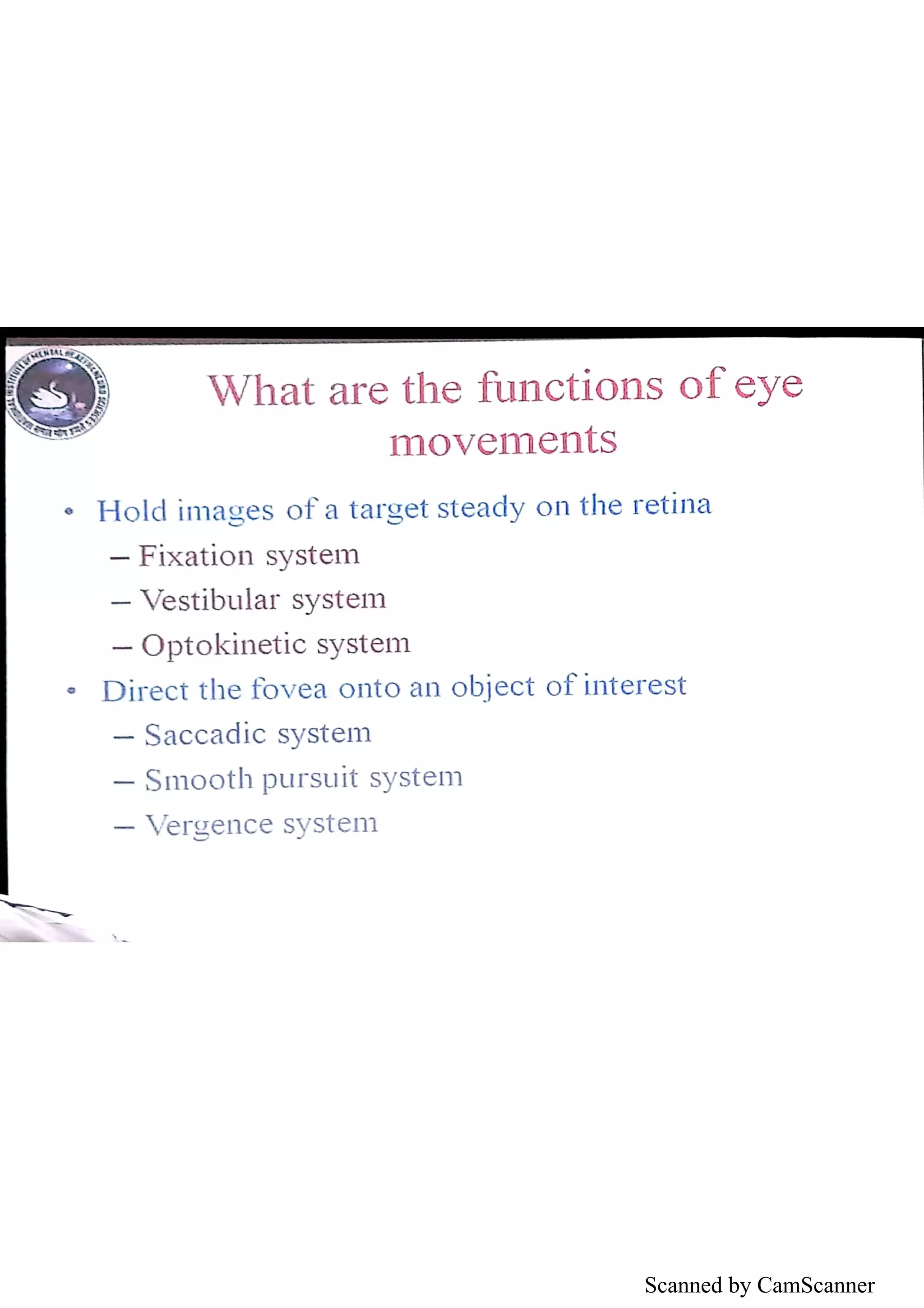 Eye movements in neurological examination : Nystagmus | PDF
