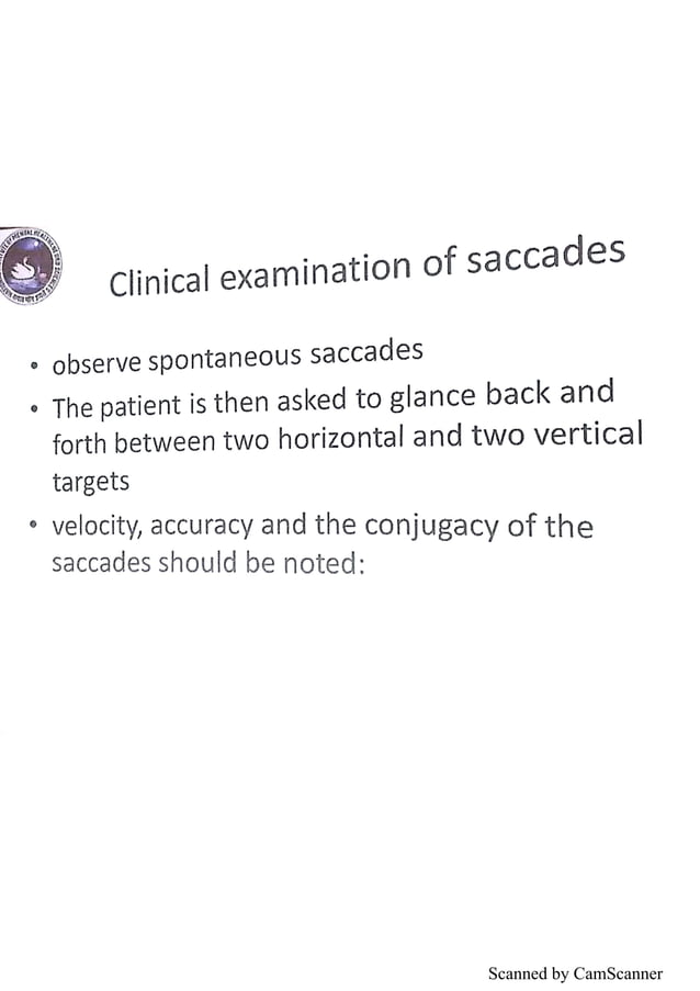 Eye movements in neurological examination : Nystagmus | PDF