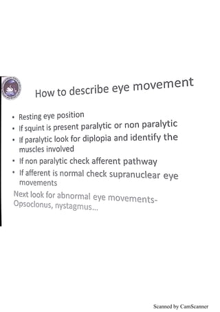 Eye movements in neurological examination : Nystagmus | PDF