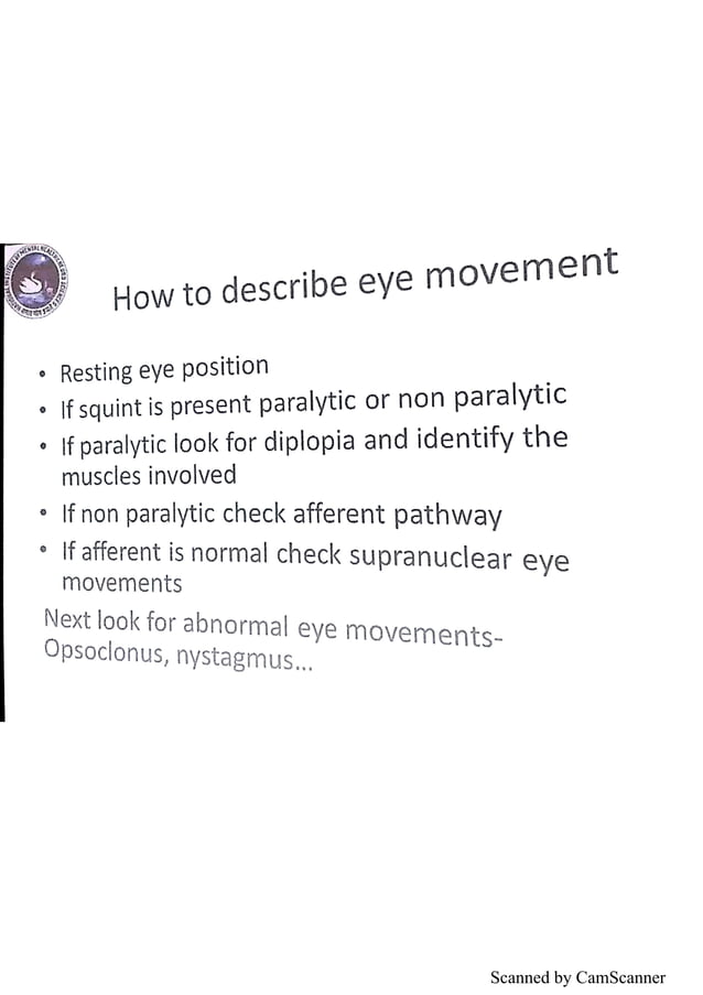 Eye movements in neurological examination : Nystagmus | PDF