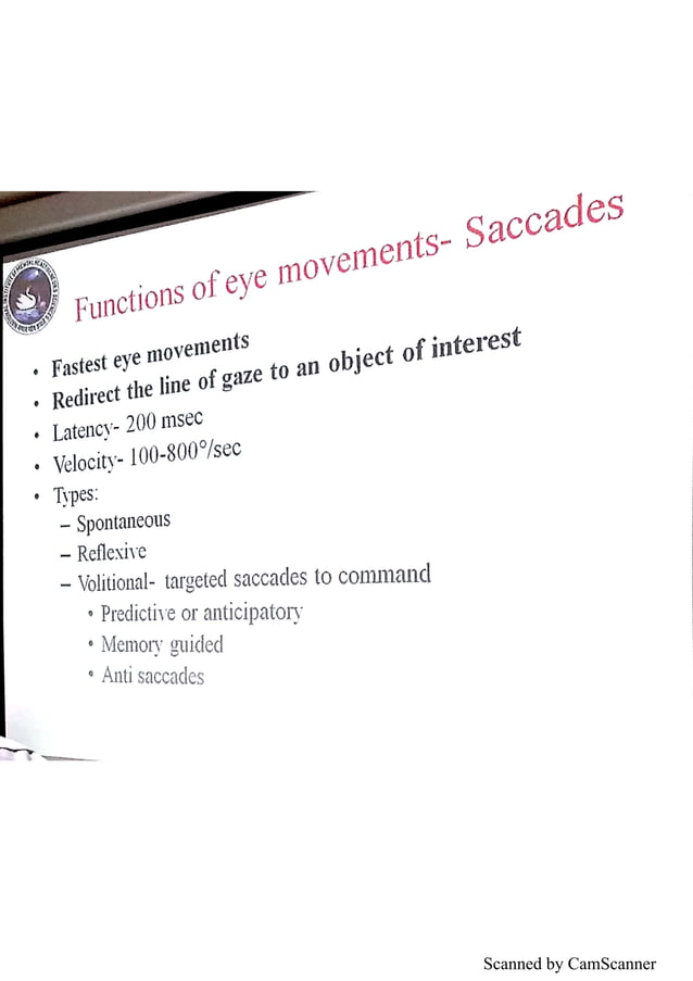 Eye movements in neurological examination : Nystagmus | PDF