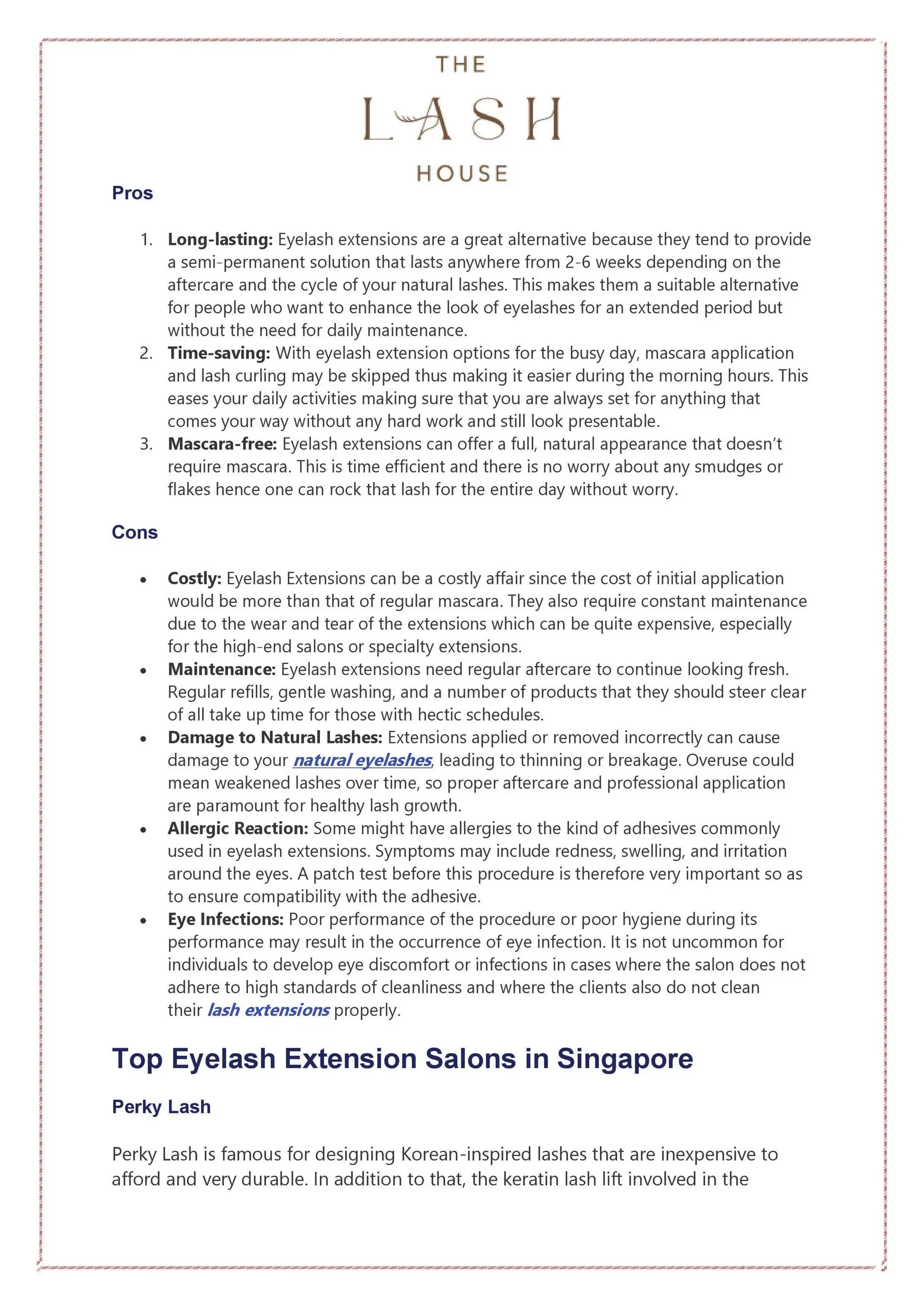 Eyelash Extension Salon Singapore | The Lash House | PDF