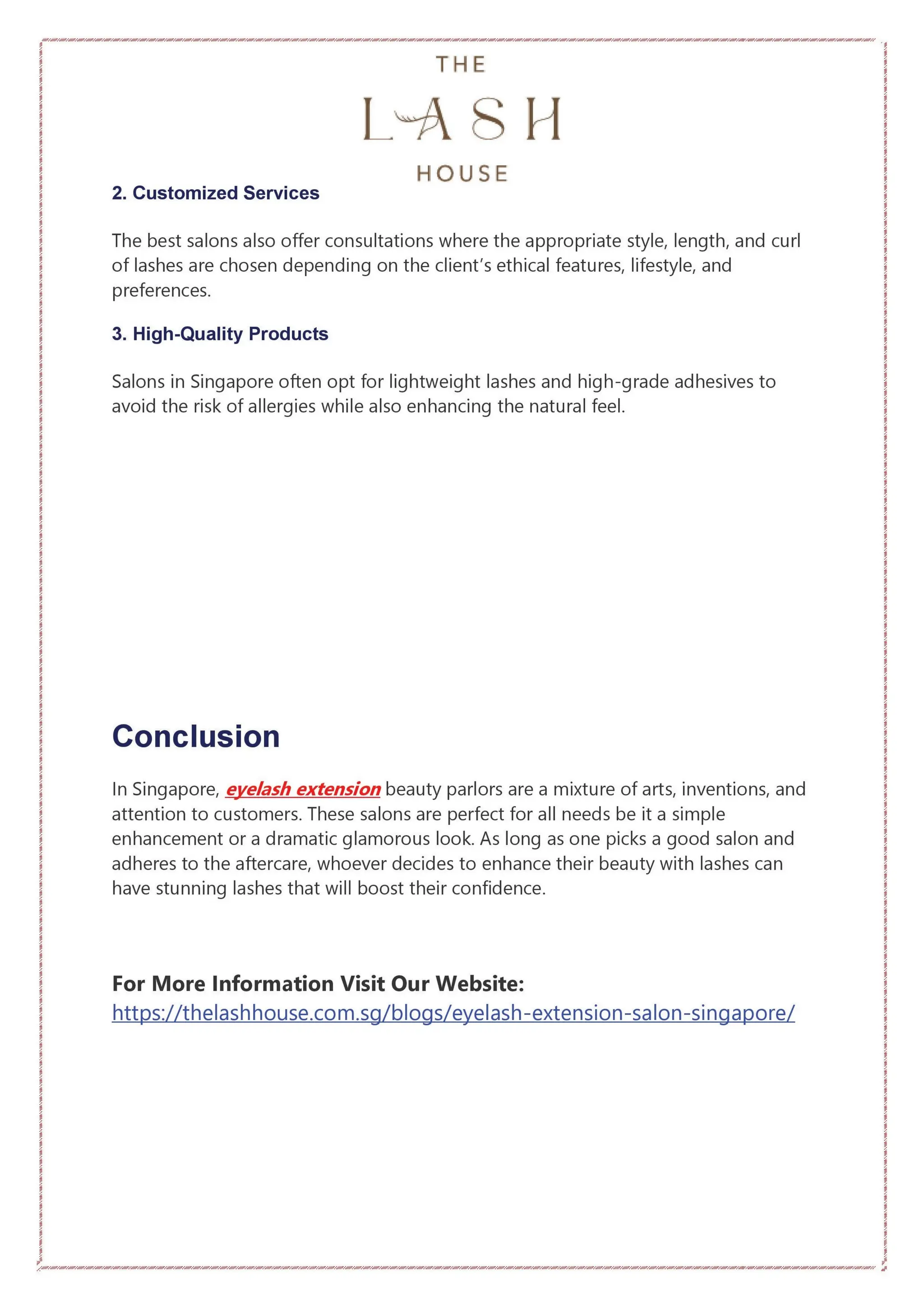 Eyelash Extension Salon Singapore | The Lash House | PDF