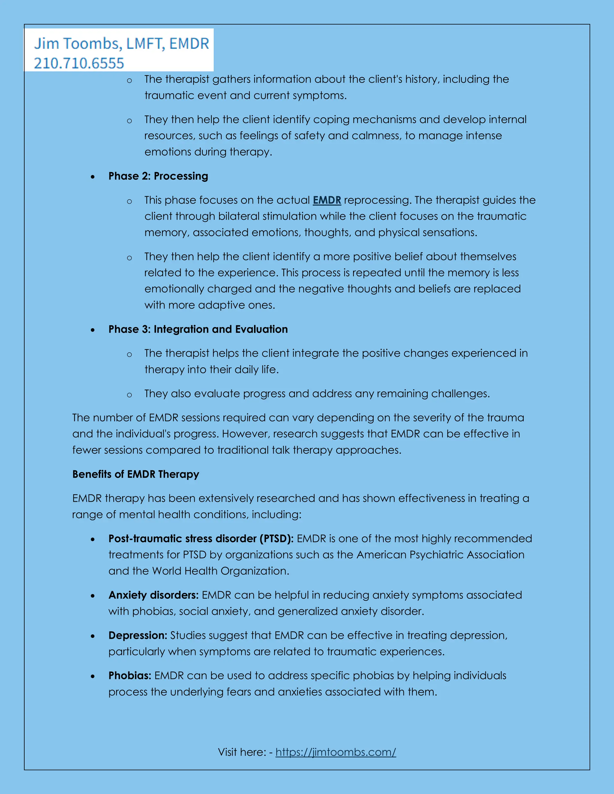 Eye Movement Desensitization and Reprocessing (EMDR): Healing from ...
