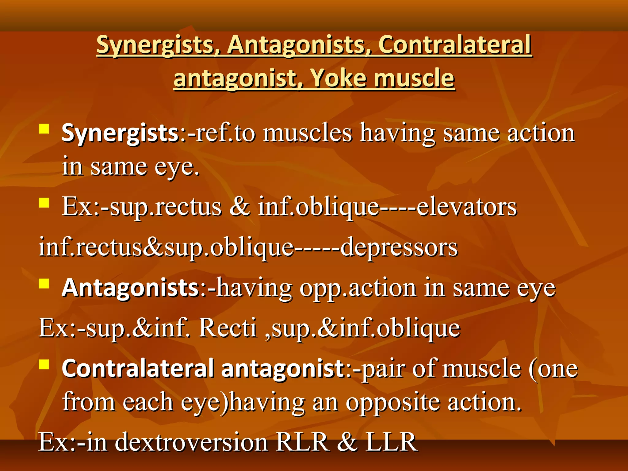 Eye muscles and ocular movements, laws of ocular motility | PPT