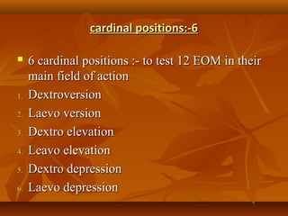 Eye muscles and ocular movements, laws of ocular motility | PPT