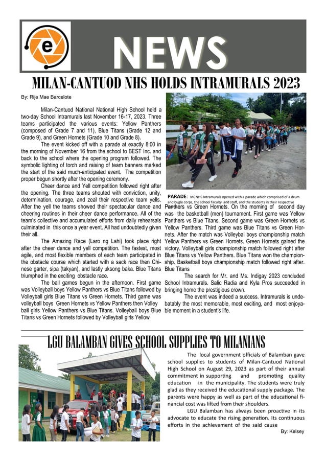 Eyepiece is the official school publication of MCNHS | PDF