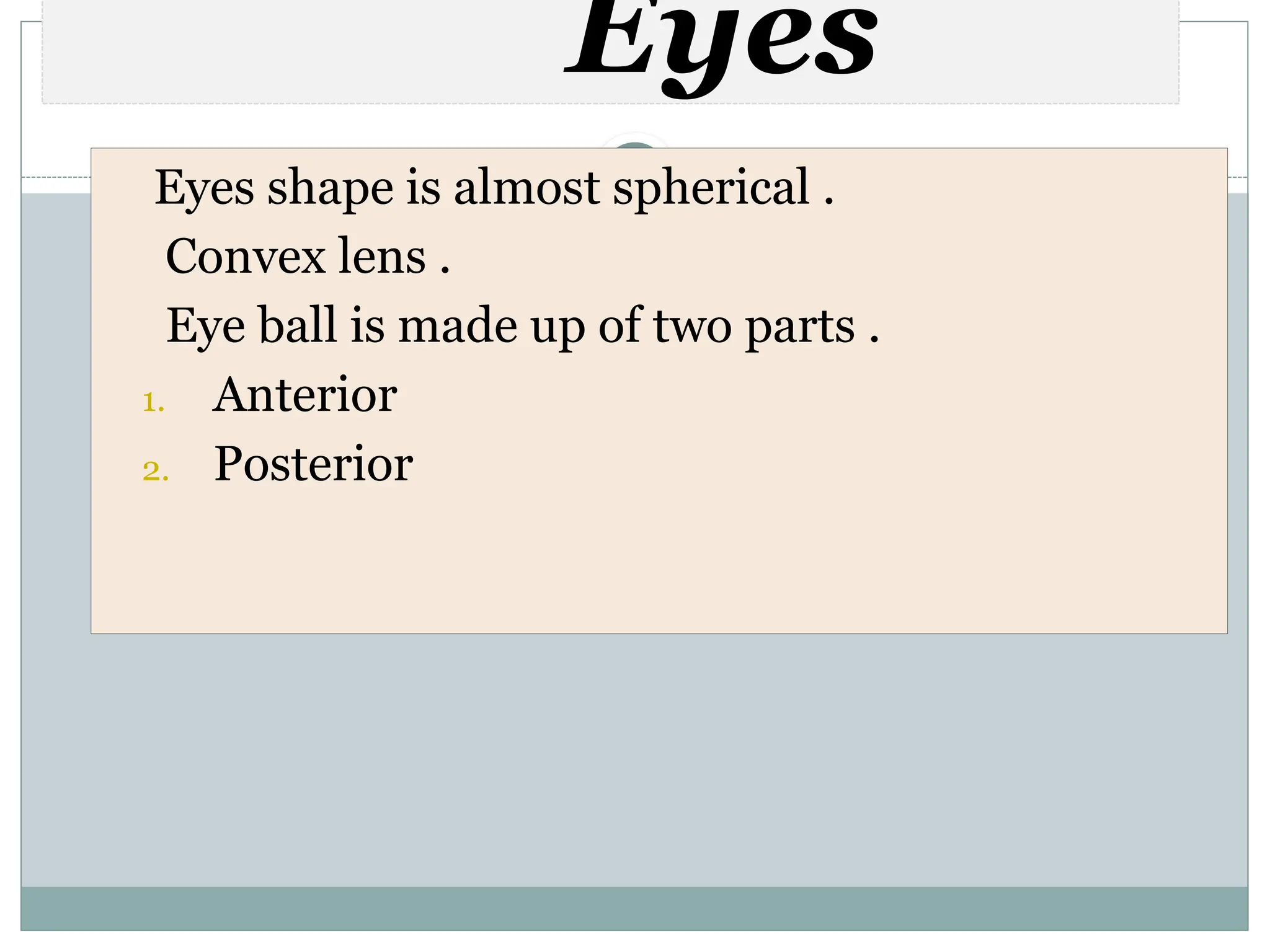 EYES Construction of Eyes Working of Eyes | PPTX