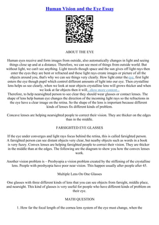 Eyes Essay | PDF