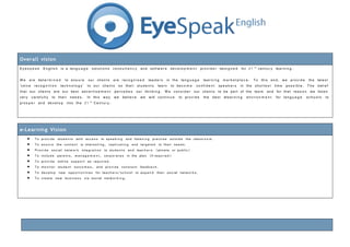 Eyespeak E Learning Plan | PPT