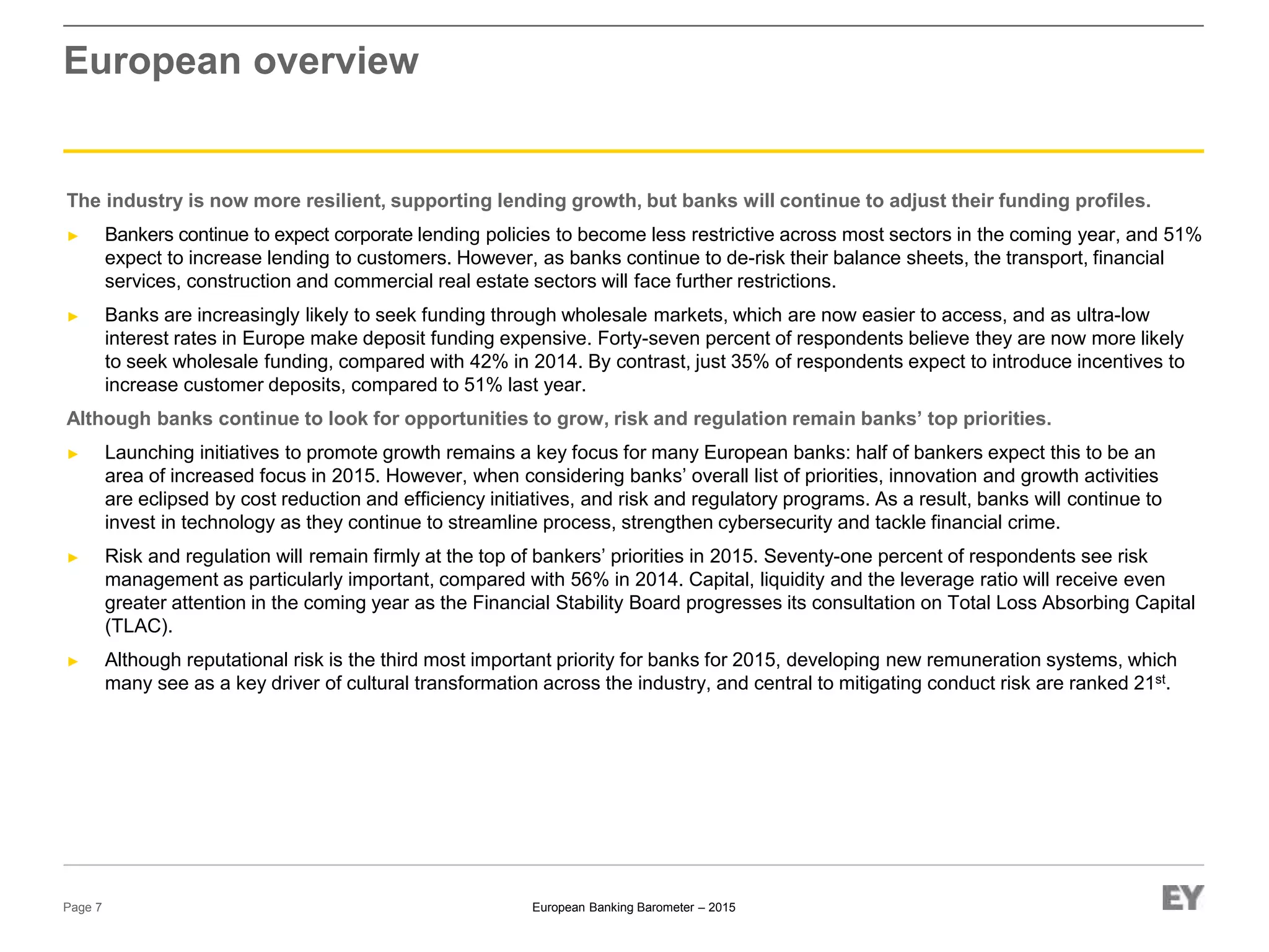 EY's European Banking Barometer – 2015 | PPTX