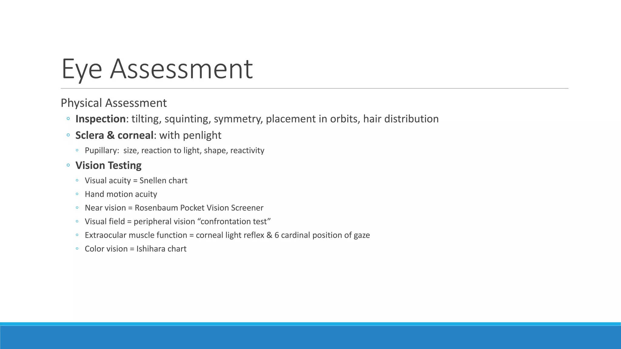Eye & Vision Assesment | PPTX | Eye and Vision Conditions | Diseases ...