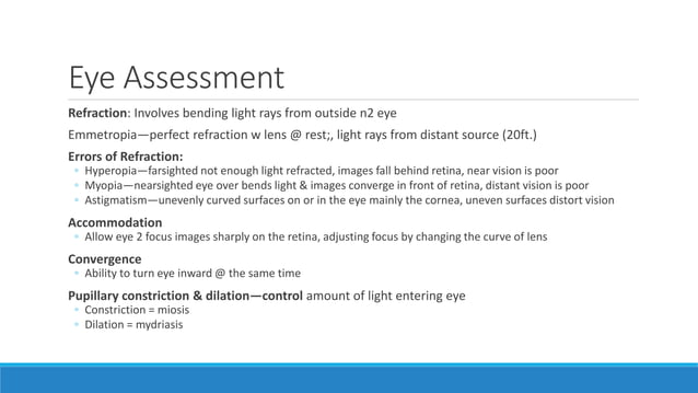 Eye & Vision Assesment | PPTX | Eye and Vision Conditions | Diseases ...
