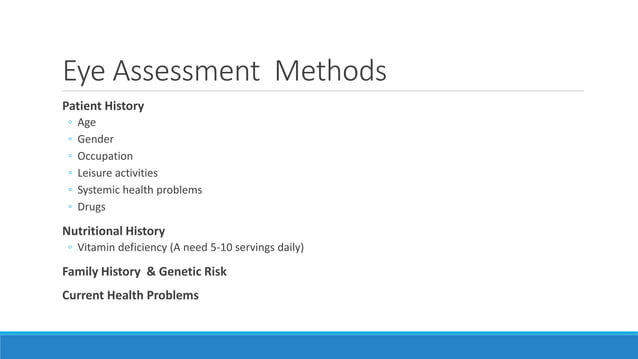 Eye & Vision Assesment | PPTX | Eye and Vision Conditions | Diseases ...