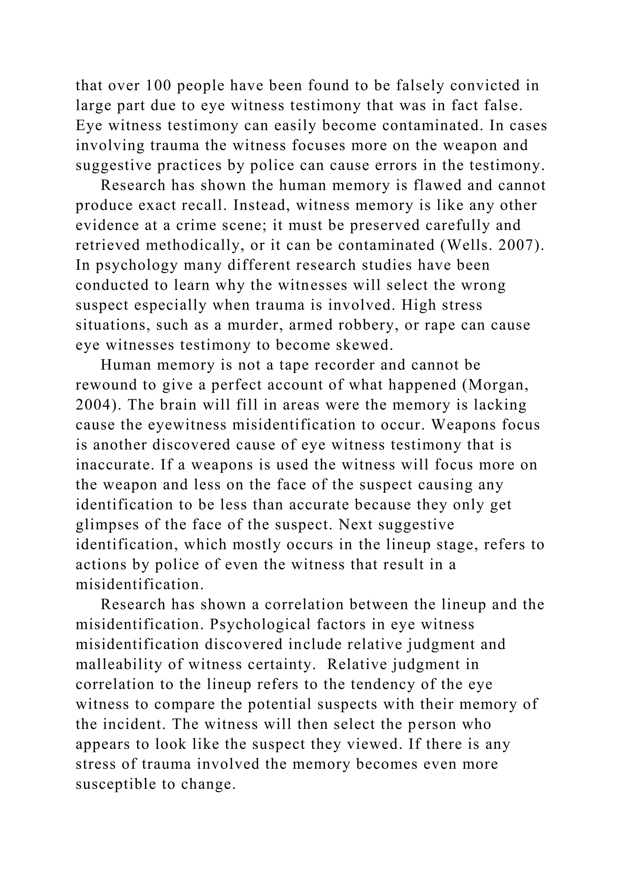 Eye Witness Eyewitness Misidentification.docx