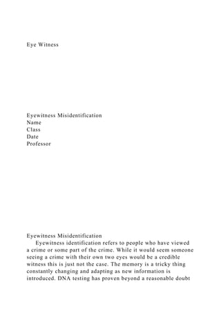 Eye Witness Eyewitness Misidentification.docx