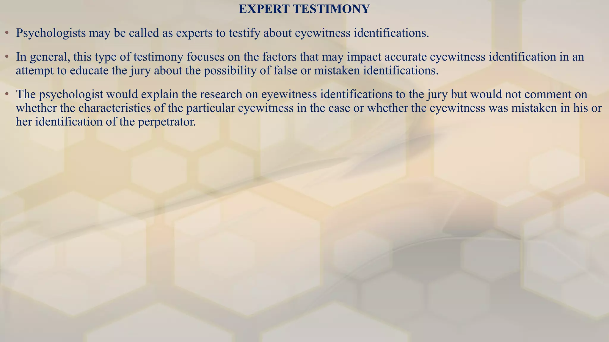 Eyewitness identification role of forensic psychologist abrar riaz | PPT