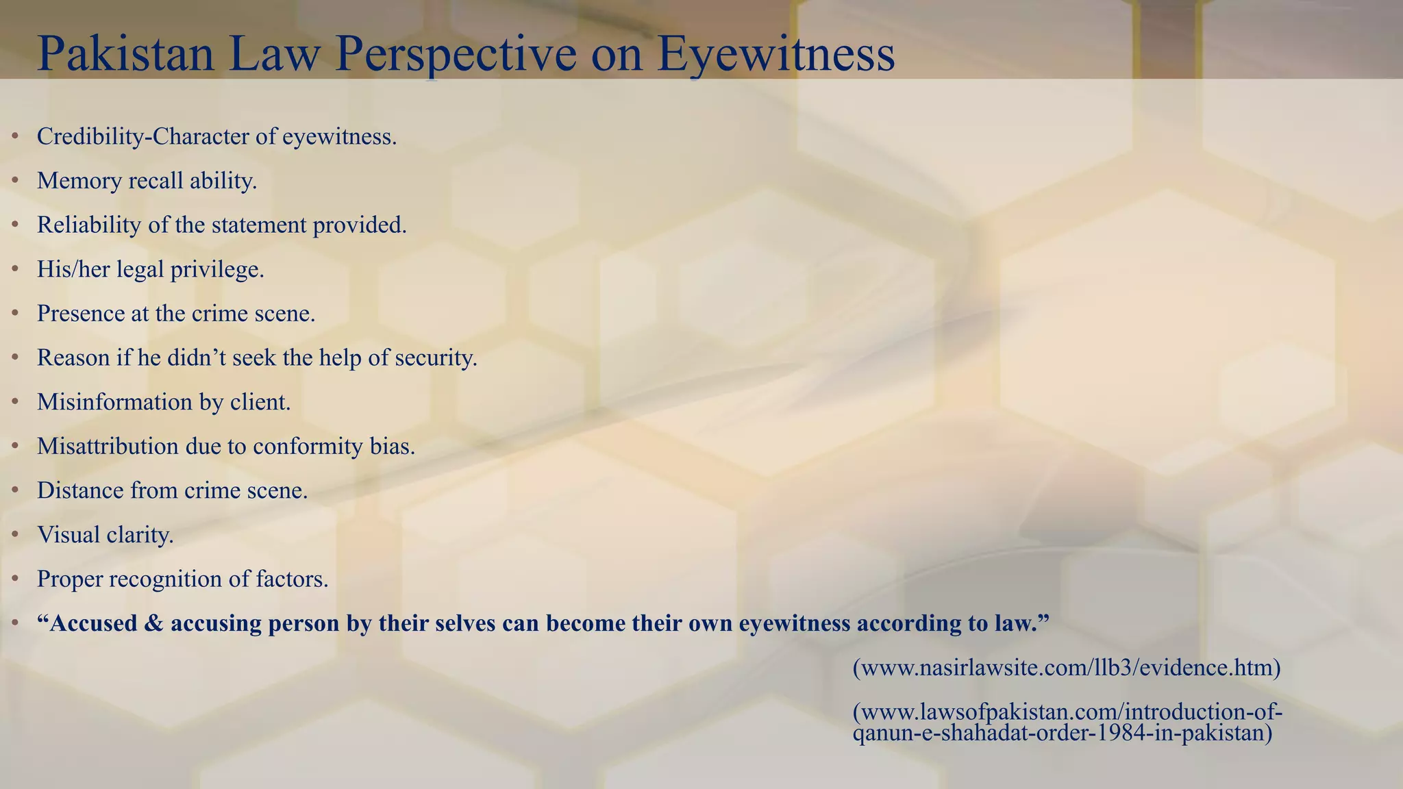 Eyewitness identification role of forensic psychologist abrar riaz | PPT