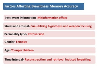 Eyewitness memory, Personality and Arousal | PPT | Travel Type | Travel