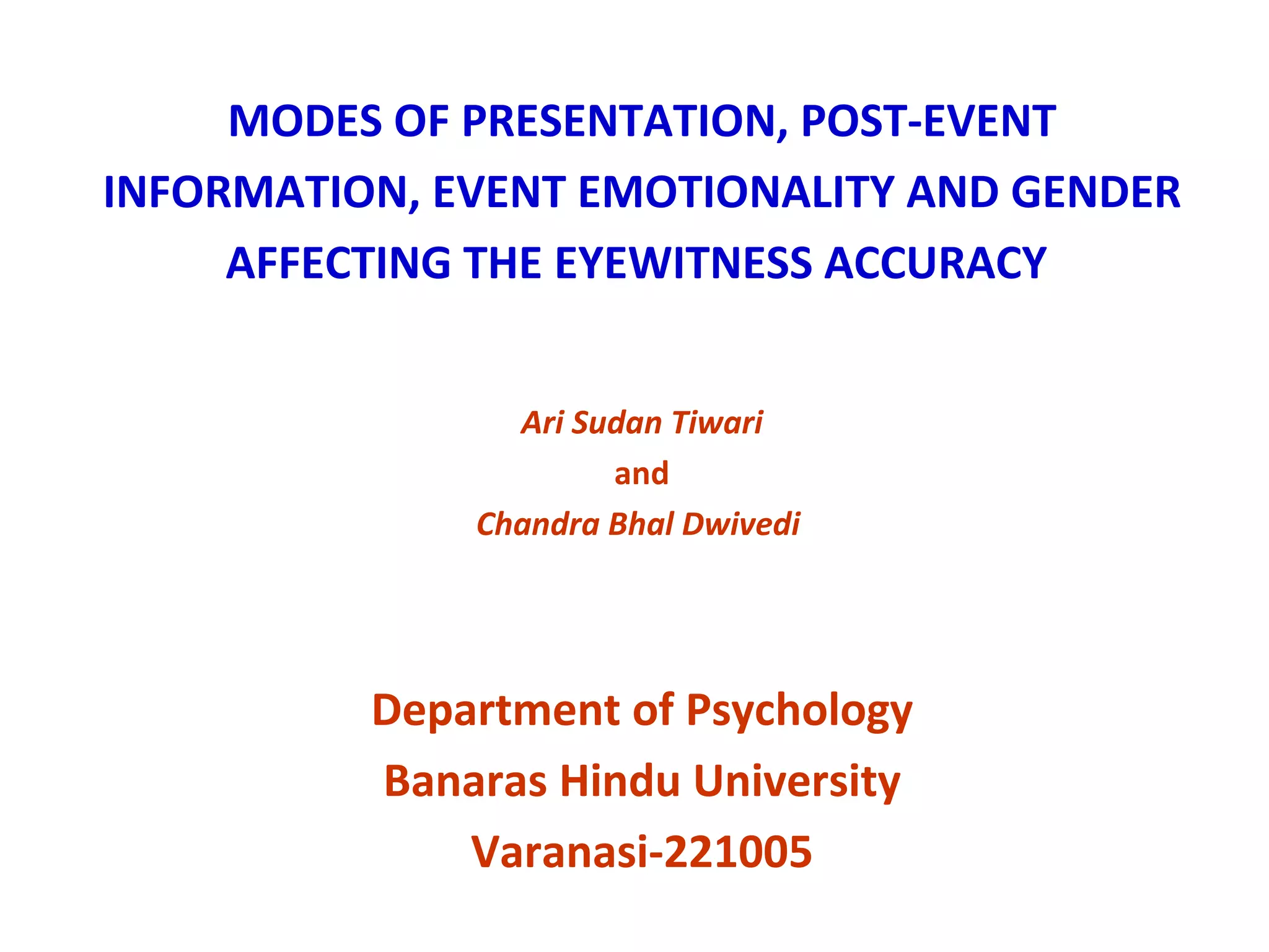 Eyewitness memory | PPT