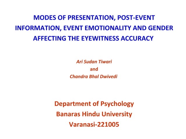 Eyewitness memory | PPT