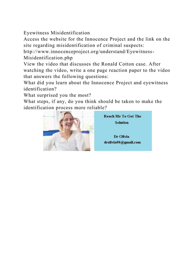 Eyewitness MisidentificationAccess the website for the Innocence P.docx