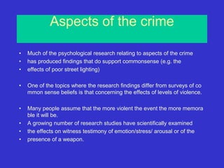 EYEWITNESS TESTIMONY.ppt criminal psychol | PPT