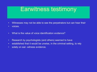 EYEWITNESS TESTIMONY.ppt criminal psychol | PPT