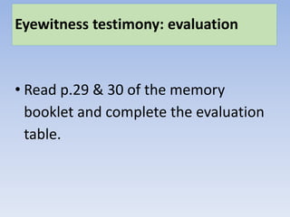Eyewitness testimony evaluation | PPTX