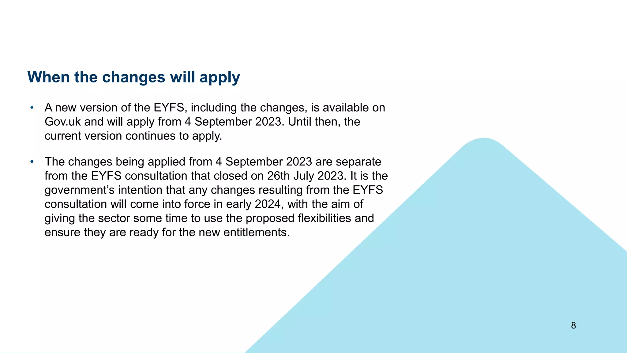EYFS changes from 4 September 2023 | PPT