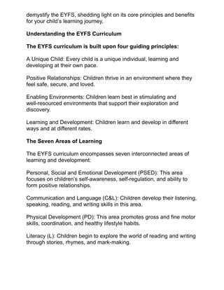 EYFS Curriculum Explained: A Guide for Thonglor Parents | PDF | Daycare ...