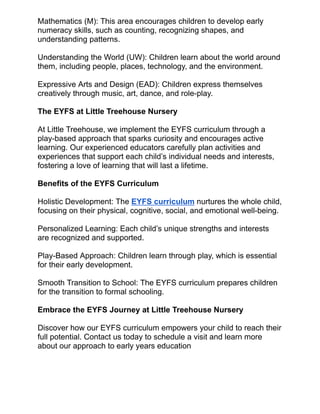 EYFS Curriculum Explained: A Guide for Thonglor Parents | PDF