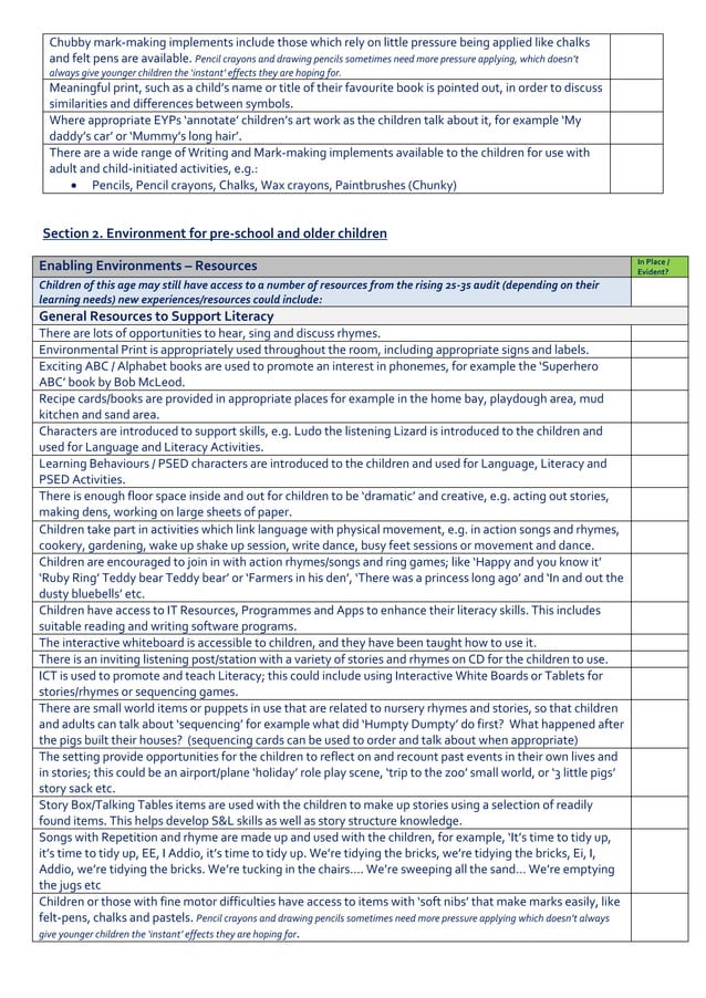Early Years Literacy Audit Tool Jan 24.docx | Children\'s Music | Music