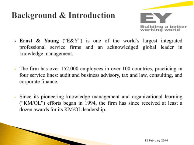 Knowledge Management at Ernst & Young ppt | PPTX